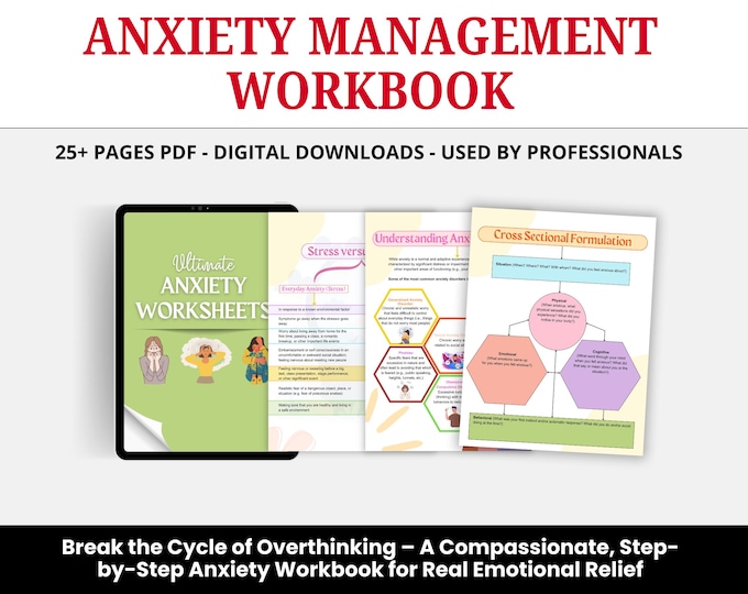 Anxiety Therapy Workbook Printable Worksheets for Panic Worry and ...
