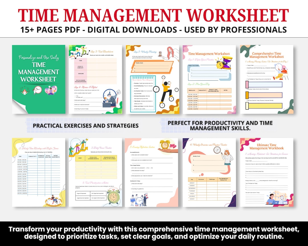 Time Management Worksheets, Time Management Skills, Therapy Worksheets ...