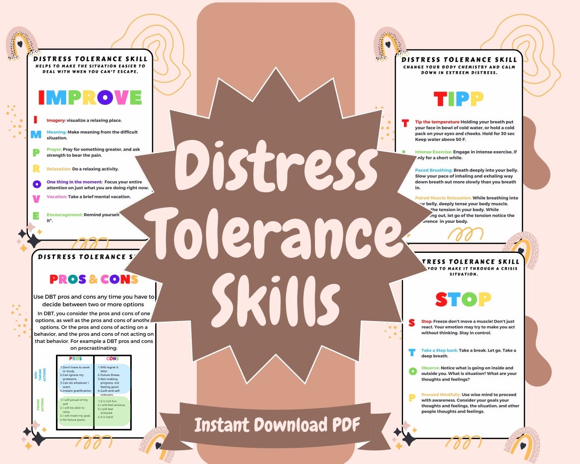 Dbt Coping Skill Card Cheat Sheet Dbt Poster Bundle Etsy Uk