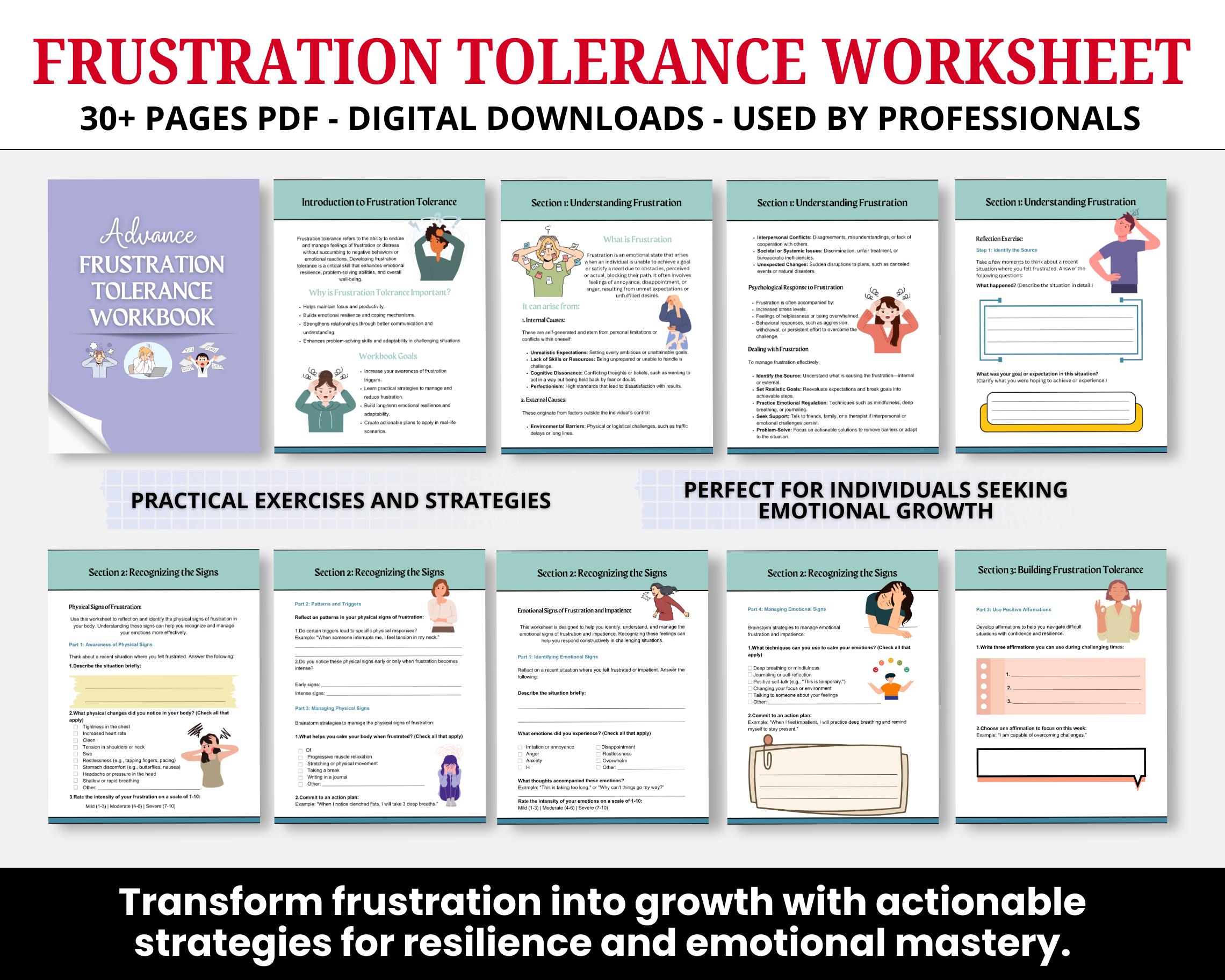 Frustration Tolerance Workbook for Kids, Emotional Regulation ...
