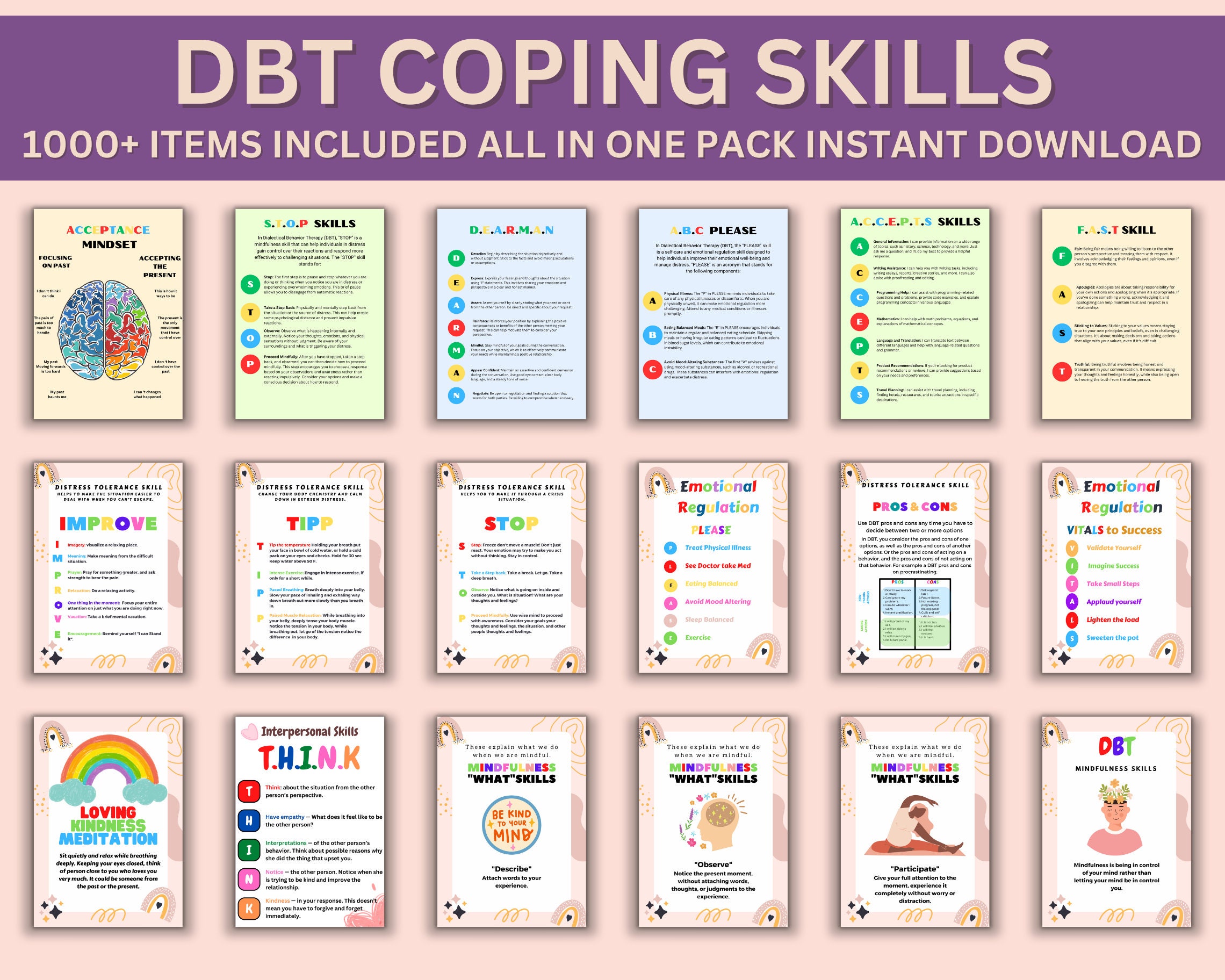 DBT Bundle, DBT Worksheets, DBT Cheat Sheet, Dbt Skills, Dbt Workbooks ...