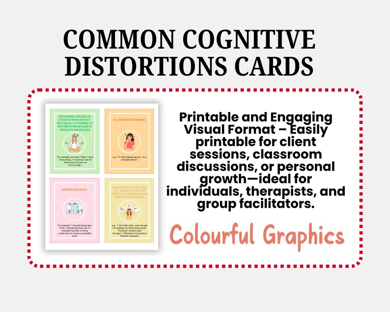 Cognitive Distortion Flashcards, CBT Cards, Cognitive Behavioral ...
