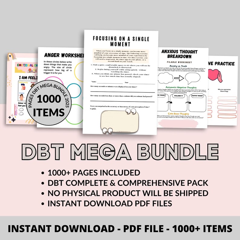 DBT Mega Bundle, 1000 Items DBT Coping Skills Posters Flashcards ...