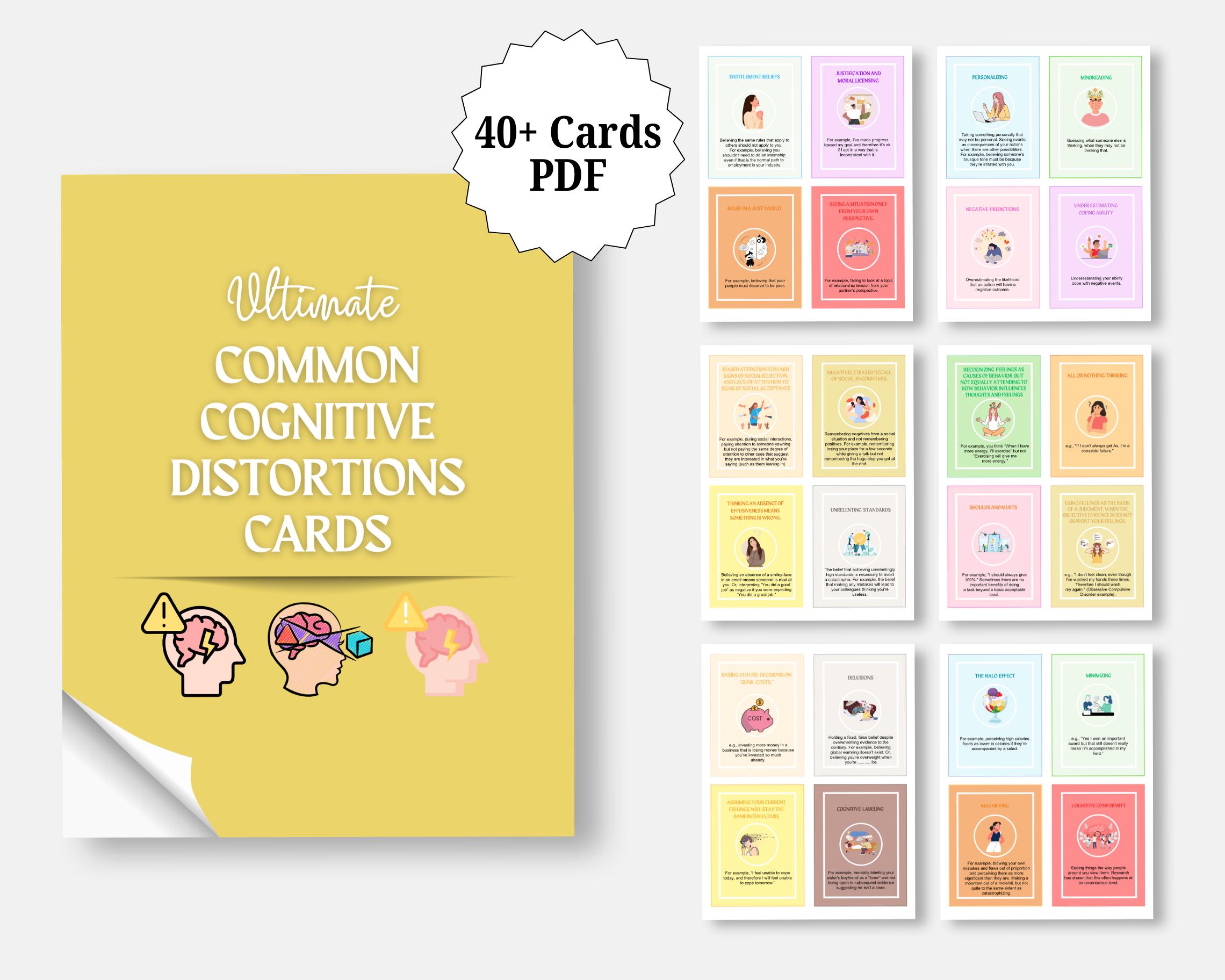 Cognitive Distortion Flashcards, CBT Cards, Cognitive Behavioral ...