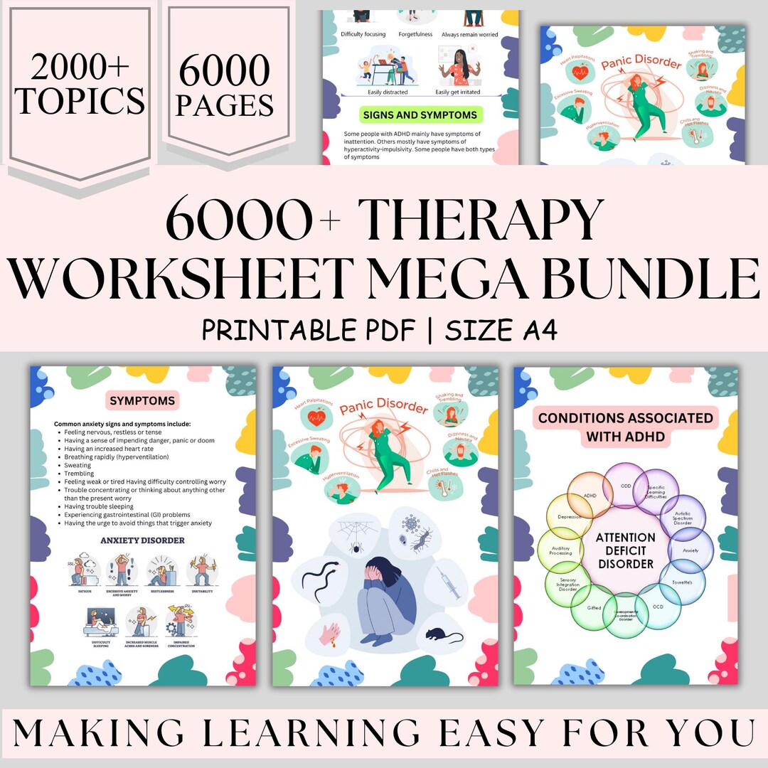 Therapy Mega Bundle Worksheets, Counselling Tools, Psychologist ...