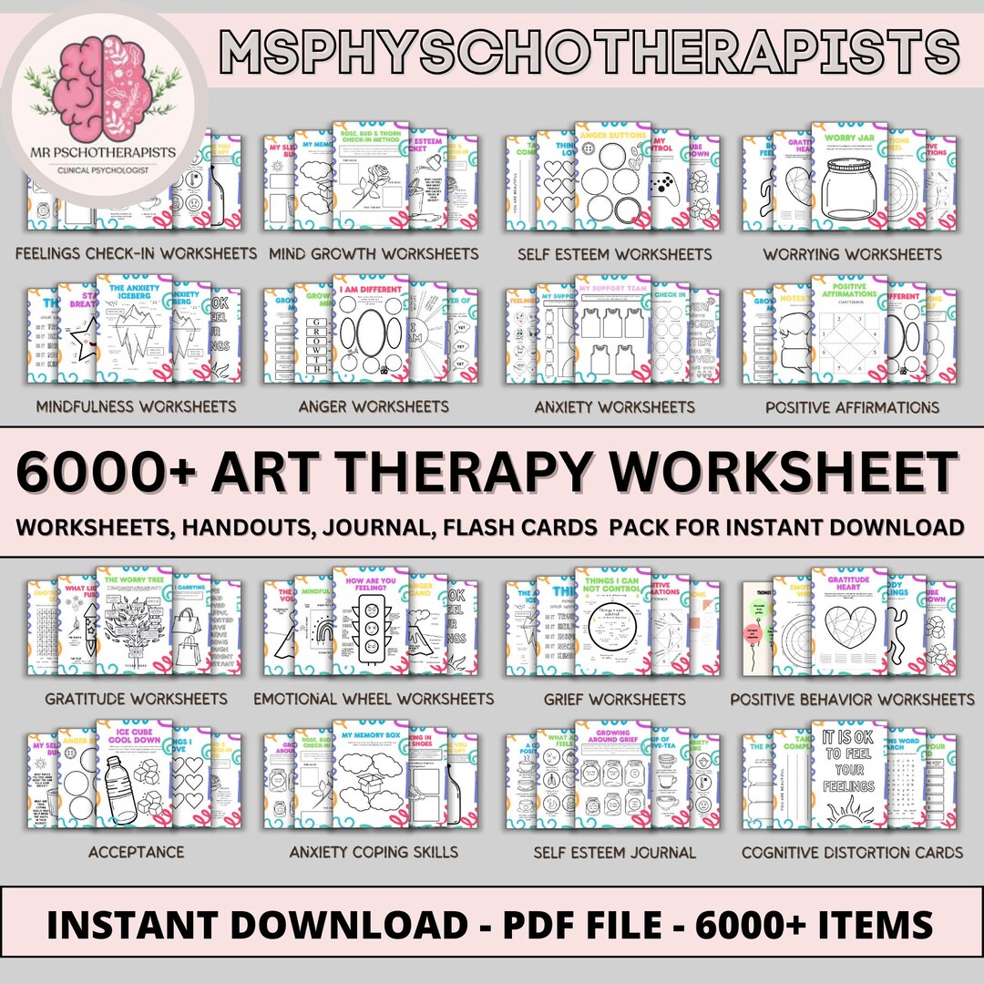 Art Therapy Worksheet for Mental Health School Counselor Psychologist ...