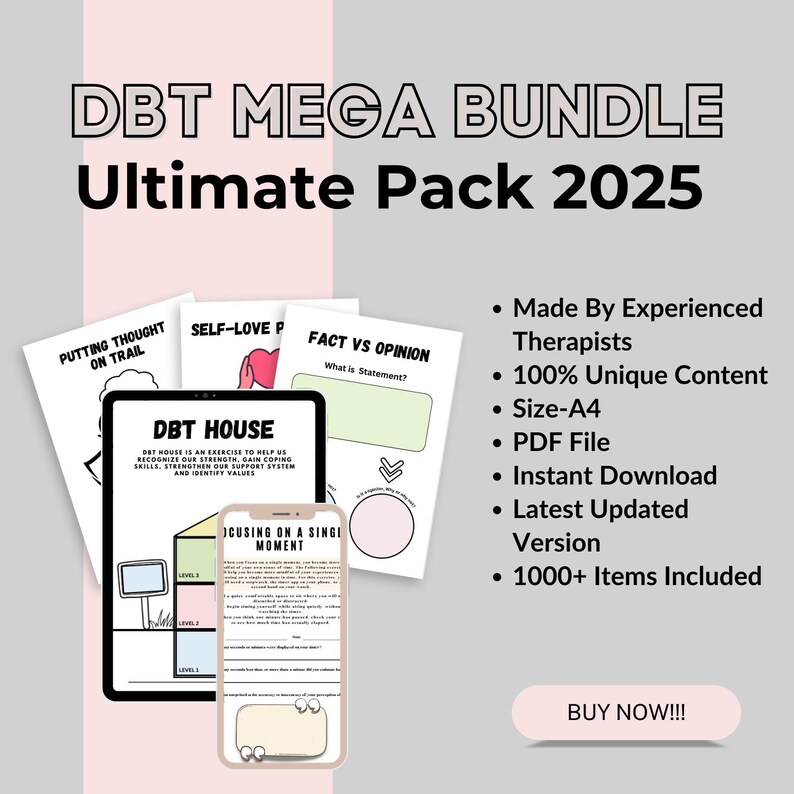 DBT Mega Bundle, 1000 Items DBT Coping Skills Posters Flashcards ...