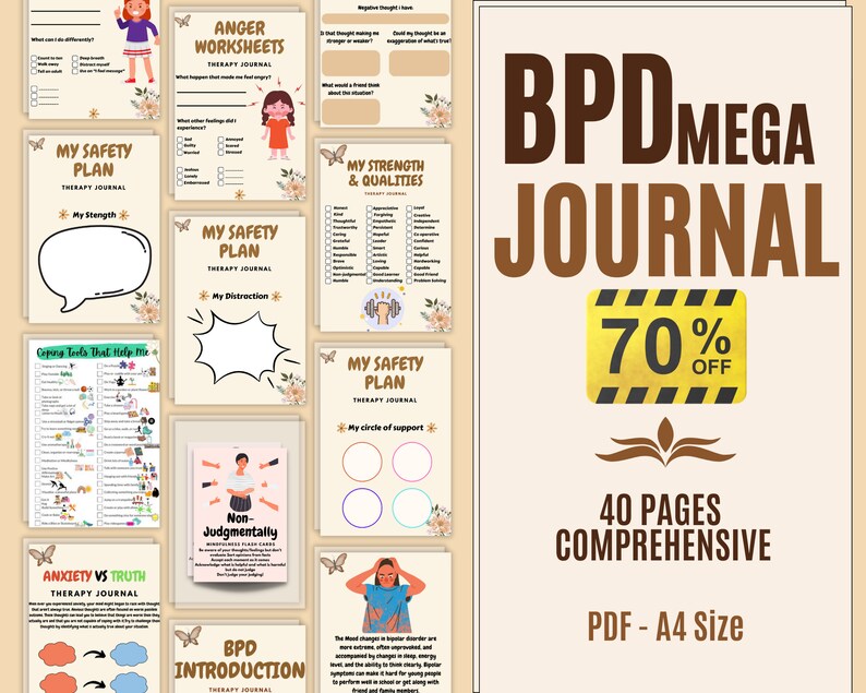 Bipolar Disorder Therapy Journal: Mental Health, DBT Bundle, Depression ...