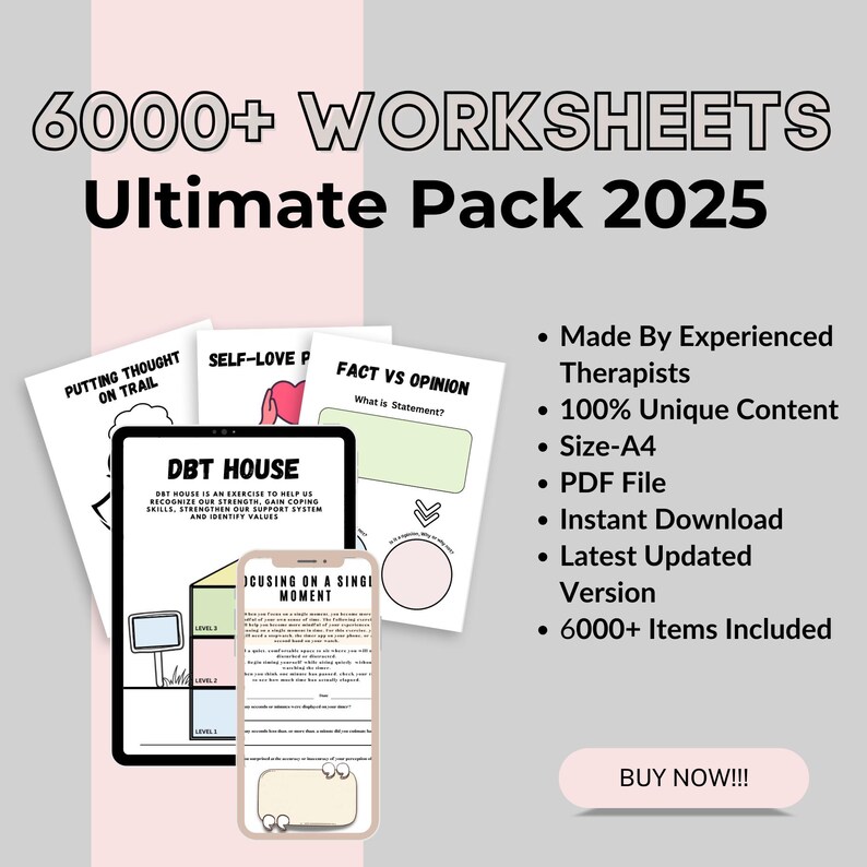 Ultimate CBT Worksheets Mega Bundle for Therapist, Psychologist or ...