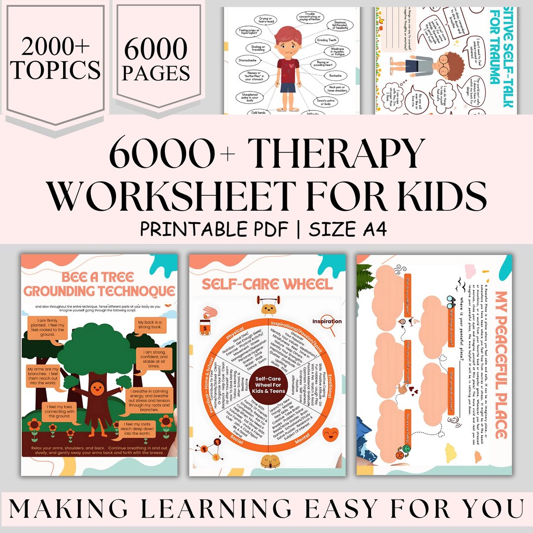 Kids Teen Life Skills Worksheet Bundle, Therapy Worksheets, Calming ...