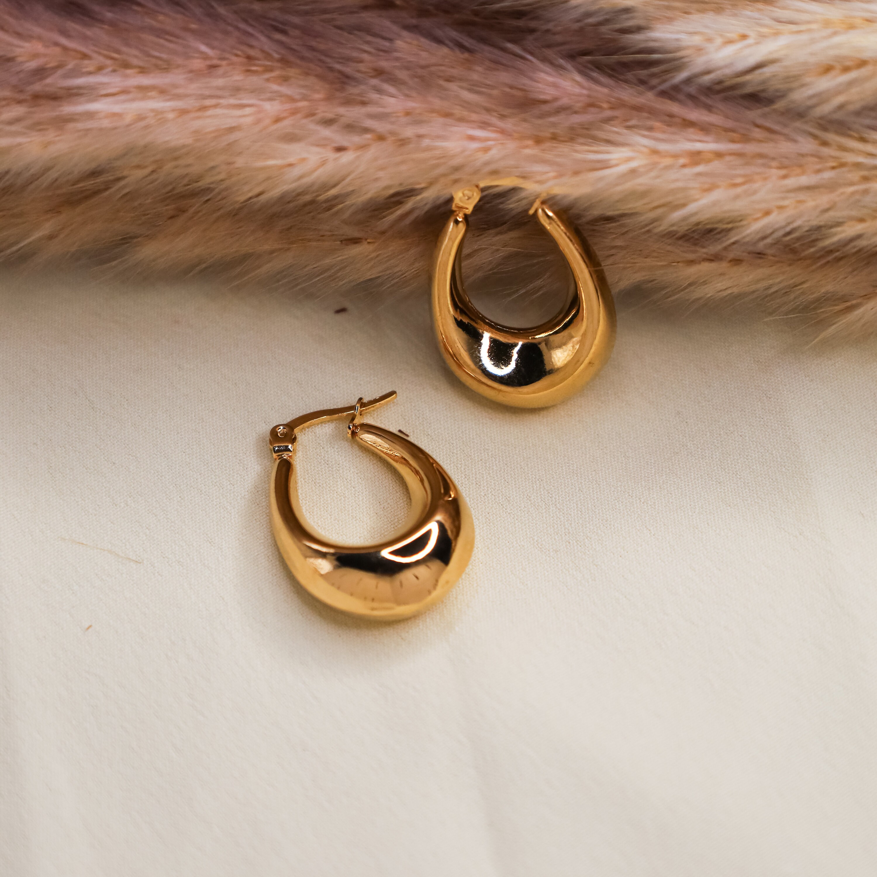18K Gold Hoops Gold Thick Hoop Earrings Simple Thick Hoops - Etsy