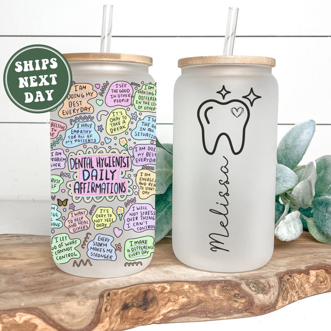 Dental Hygienist Glass Cup, Personalized Dental Hygienist Frosted Glass ...