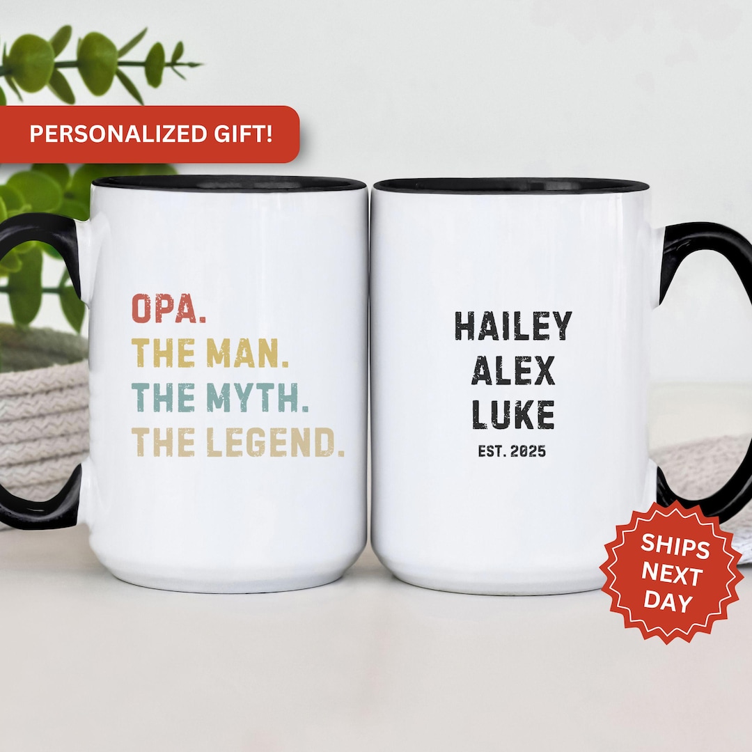 Personalized Opa Gift Mug, Custom Opa Mug Grandpa Gift Custom Coffee ...