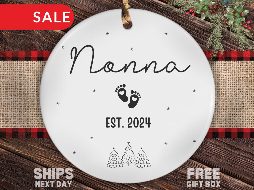 Personalized Nonna Ornament, Custom Pregnancy Announcement Christmas ...
