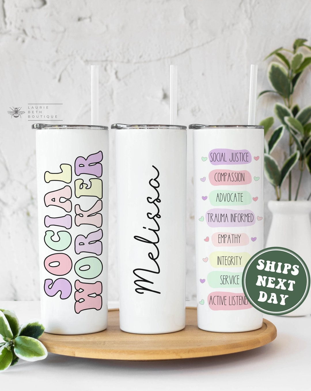 Personalized Social Worker Tumbler, Custom Name Social Worker Gifts for ...