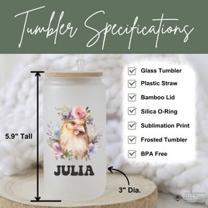 Personalized Chicken Glass Cup, Custom Chicken Frosted Glass Cup ...