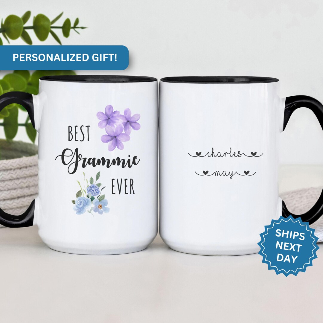 Custom Best Grammie Ever Mug, Personalized Best Grammie Ever Floral ...