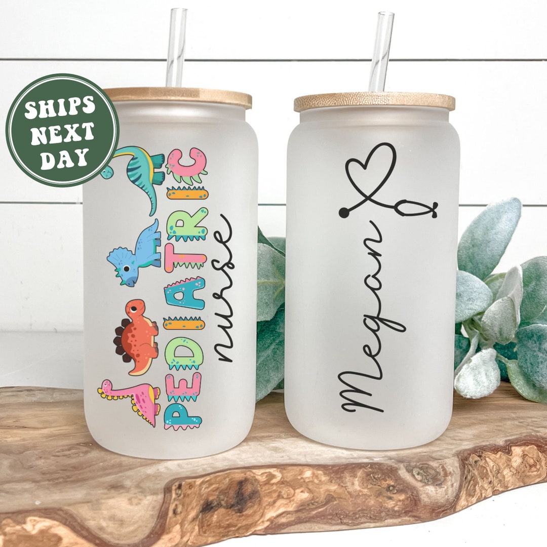 Pediatric Nurse Glass Cup, Personalized PEDS Emergency Nurse Frosted ...