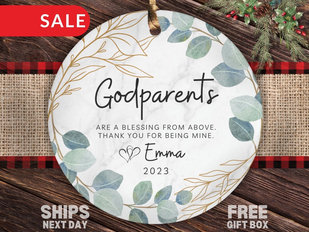 Personalized Godparents Ornament, Custom Godparents Christmas Ornament ...