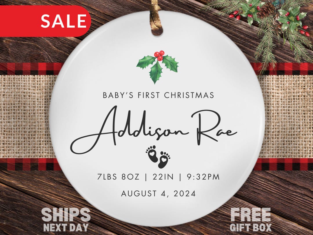 Personalized Babys First Christmas Ornament Custom Name Birth Weight ...
