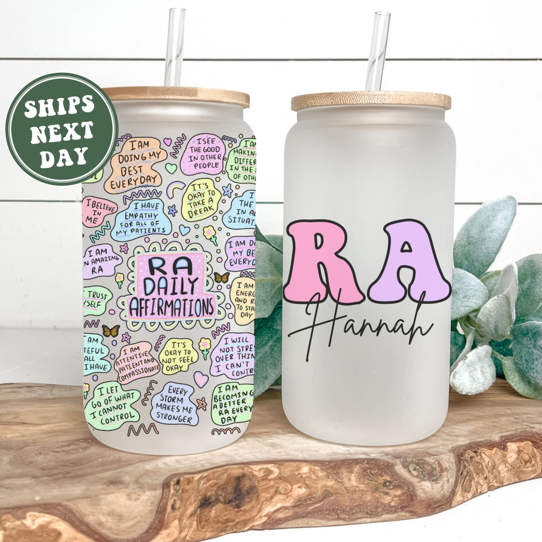 Personalized RA Glass Cup, Custom Resident Assistant Frosted Glass ...