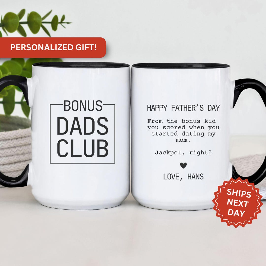 Personalized Bonus Dad Mug, Custom Bonus Dad Coffee Cup From Stepkids ...