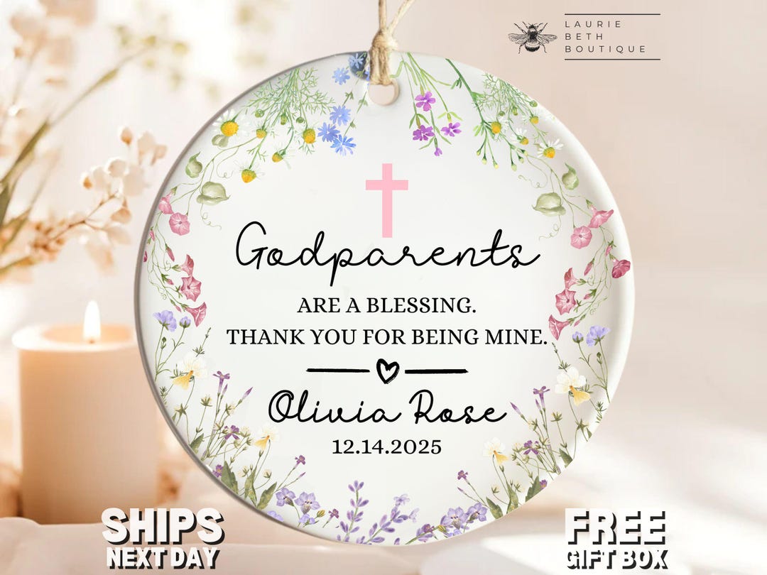 Godparents Ornament, Personalized Godparent Christmas Ornament Gifts ...