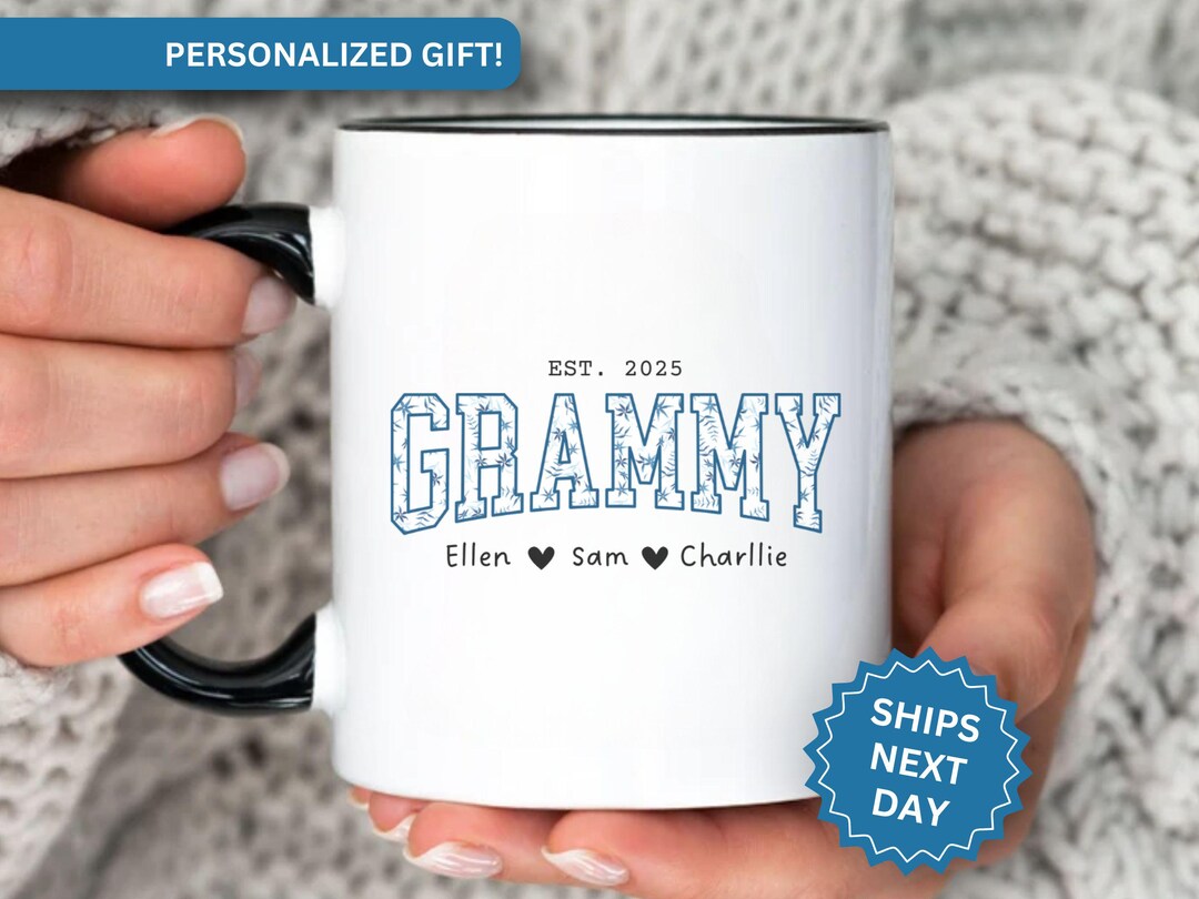 Personalized Grammy Gift Mug, Custom Floral Grammy EST. Coffee Mug ...