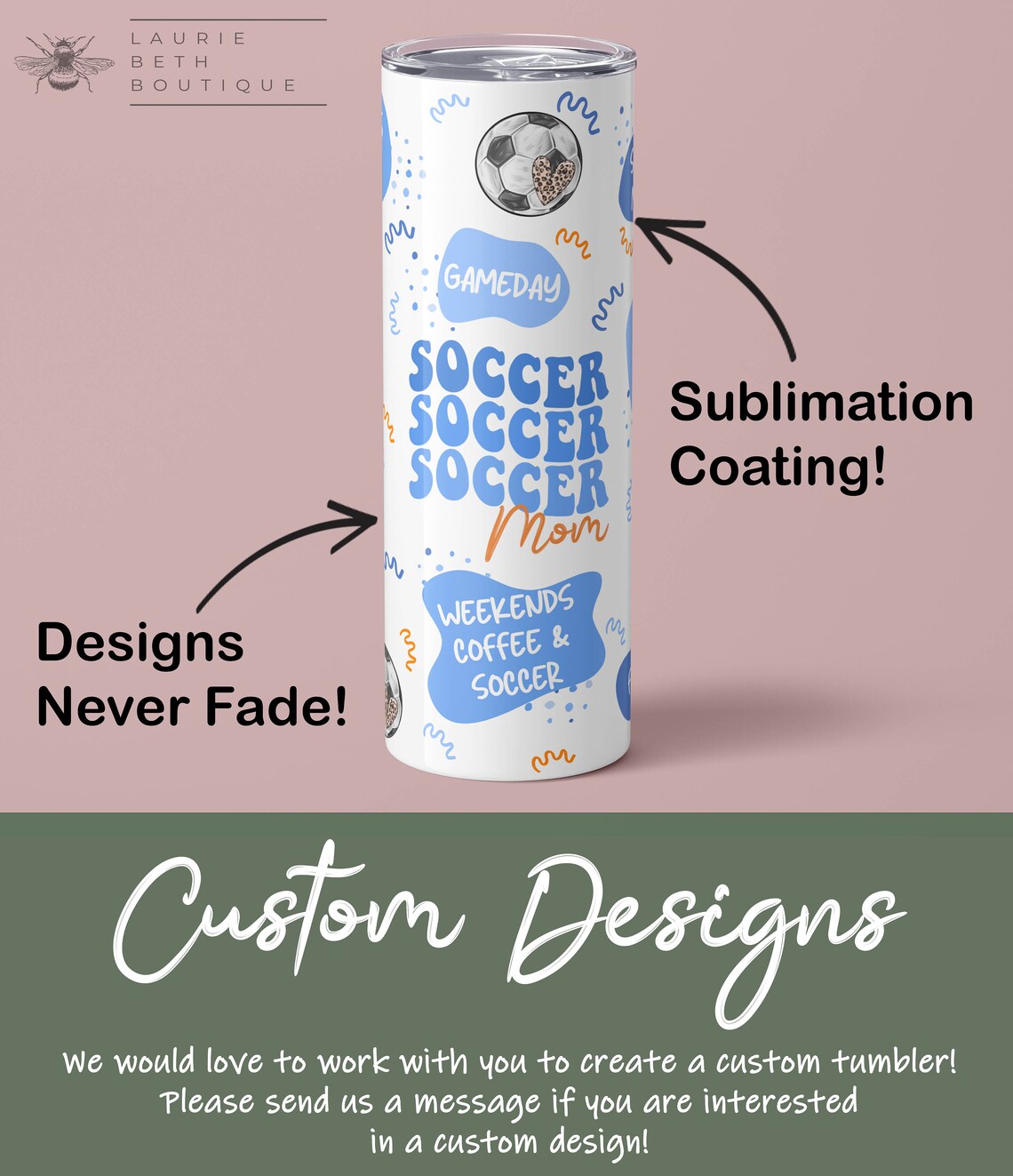 Soccer Mom Tumbler, Cute Soccer Mom Gameday Tumbler to Go Cup Gifts for ...