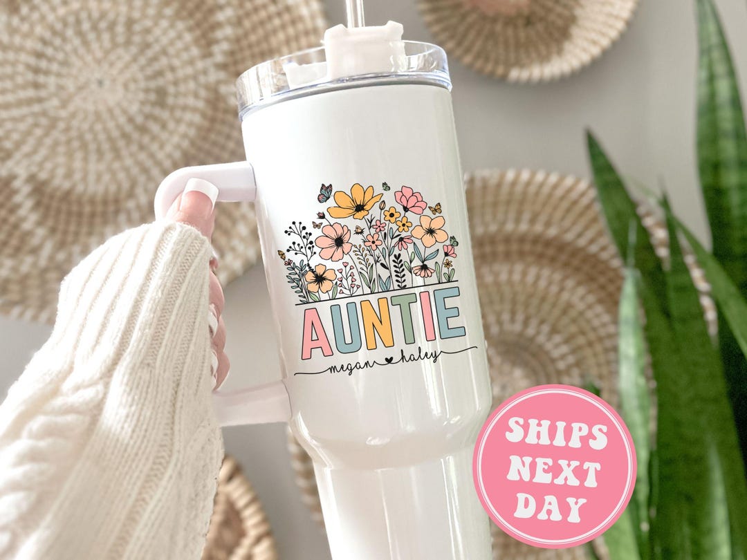 Custom Auntie Tumbler Personalized Auntie Tumbler With Handle Gift for ...