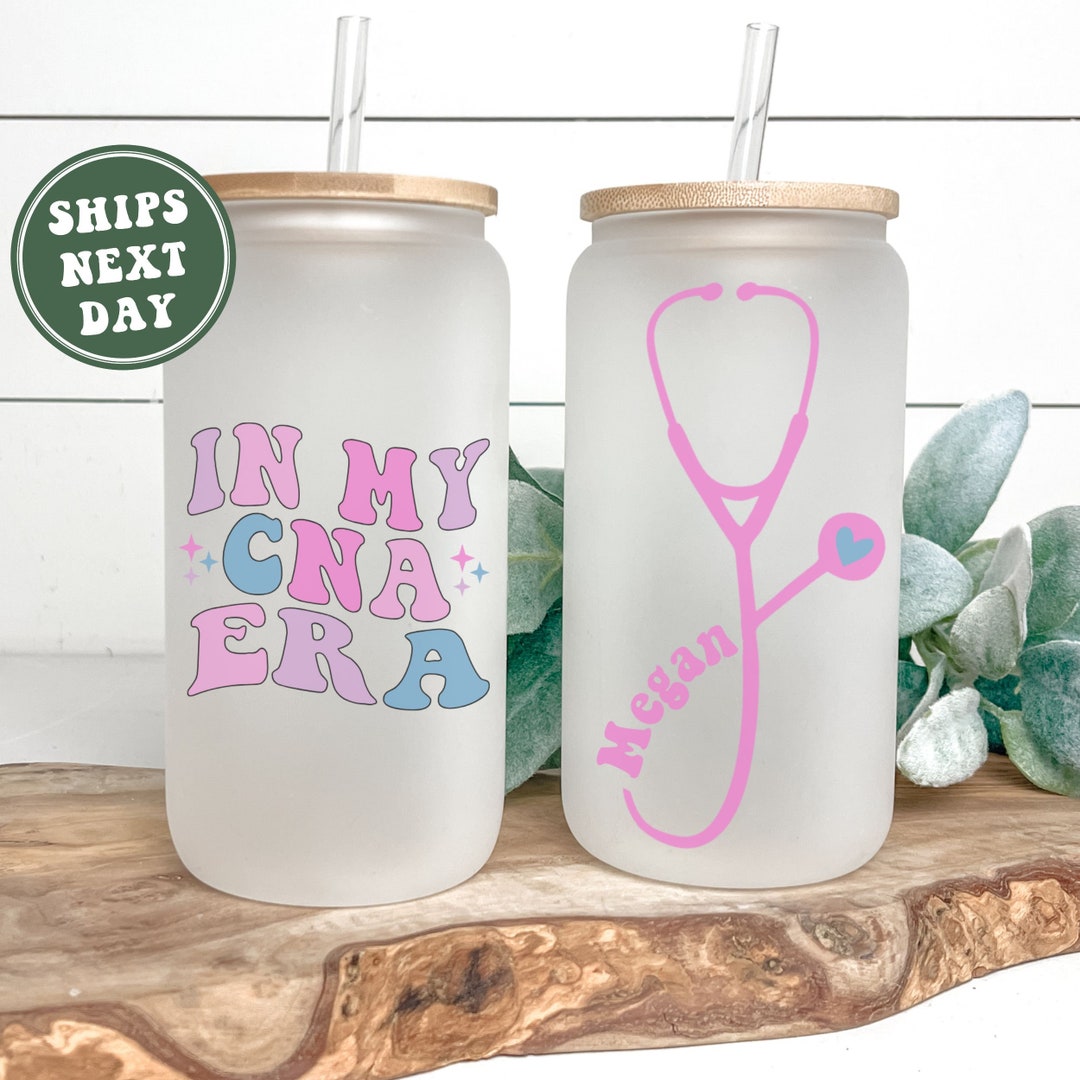 Personalized CNA Glass Cup, Custom Certified Nursing Assistant Frosted ...