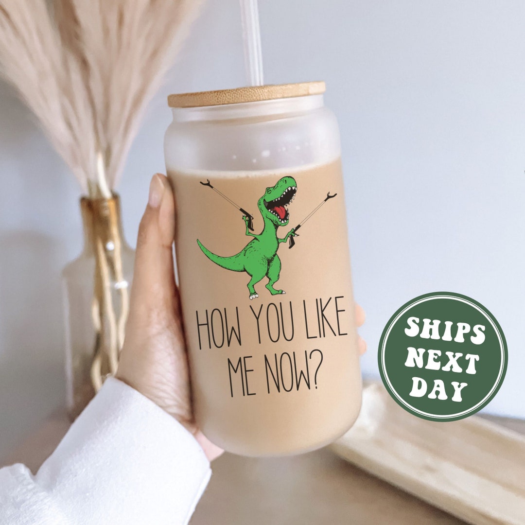 Funny T-rex Glass Cup, Personalized T-rex Funny Gifts for Friend T-rex ...