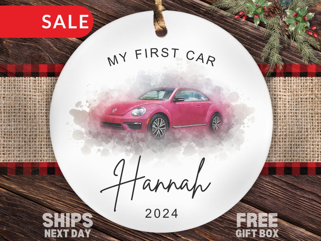 First Car Christmas Ornament, Watercolor Photo First Car Christmas ...