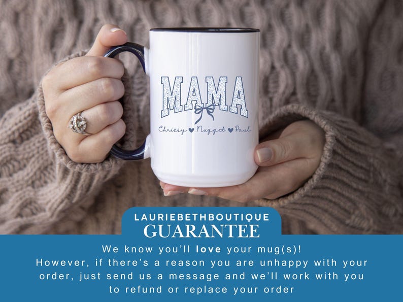 Personalized Mama Floral Mug, Custom Floral Mama Coffee Mug With Kid's ...