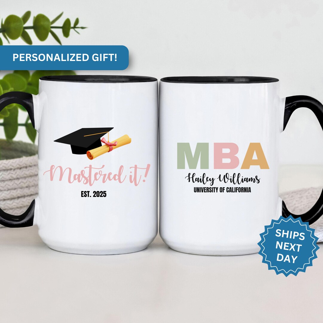 Custom MBA Graduation Mug, Personalized Business School Coffee Cup Gift ...