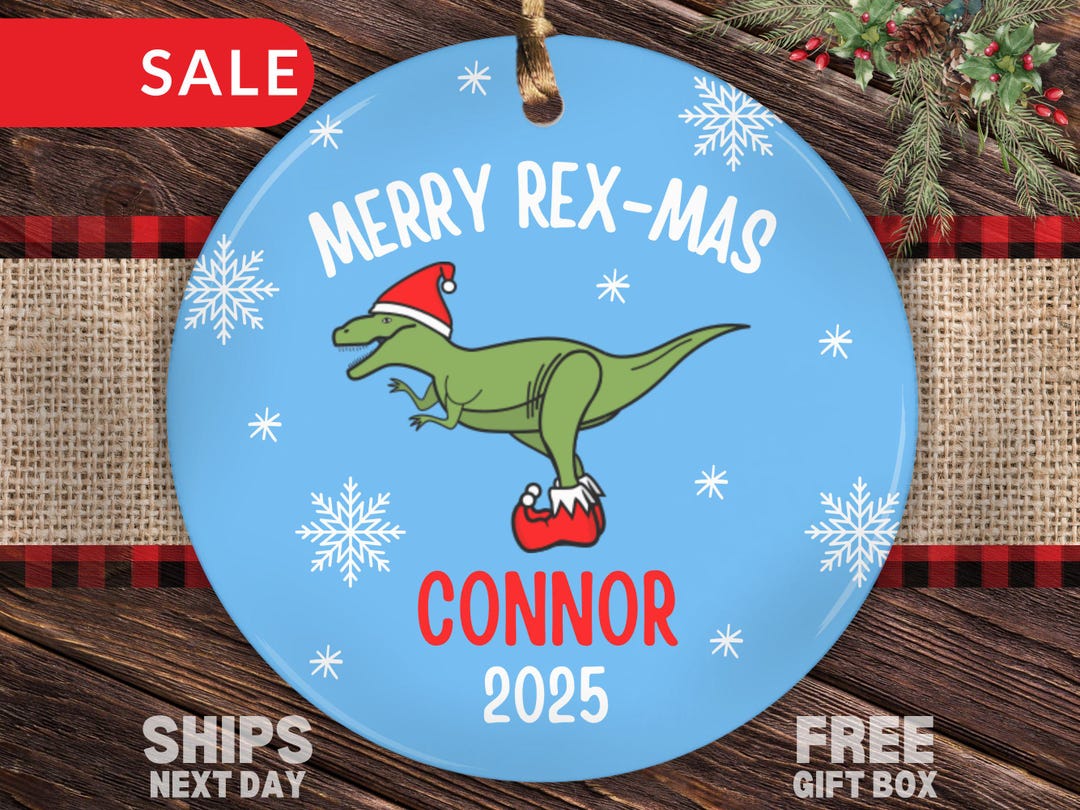 Personalized Merry Rex-mas Ornament Custom Name Kid's Christmas ...