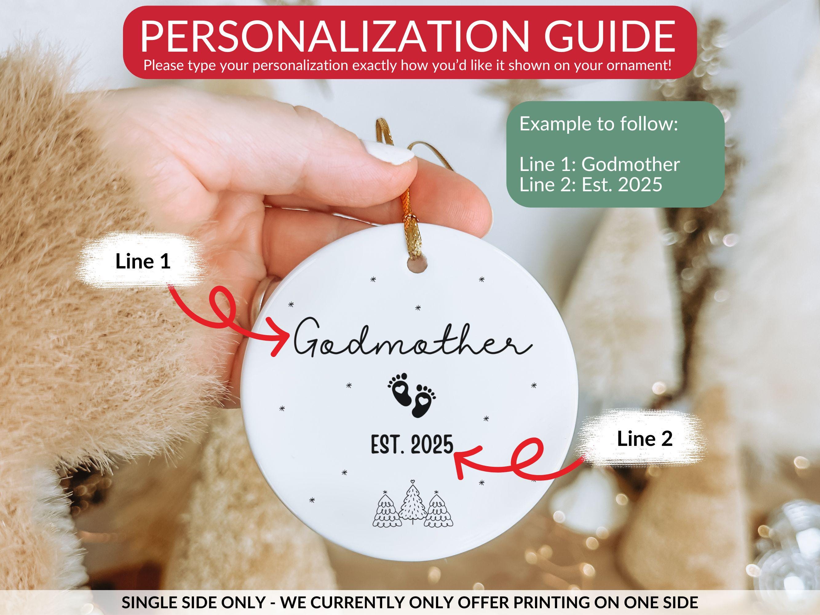 Personalized Godparents Ornament, Custom Godparents Christmas Ornament ...