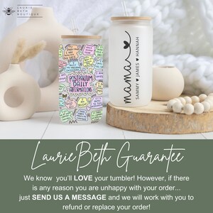 Personalized Postpartum Glass Cup, Custom Postpartum Frosted Glass ...