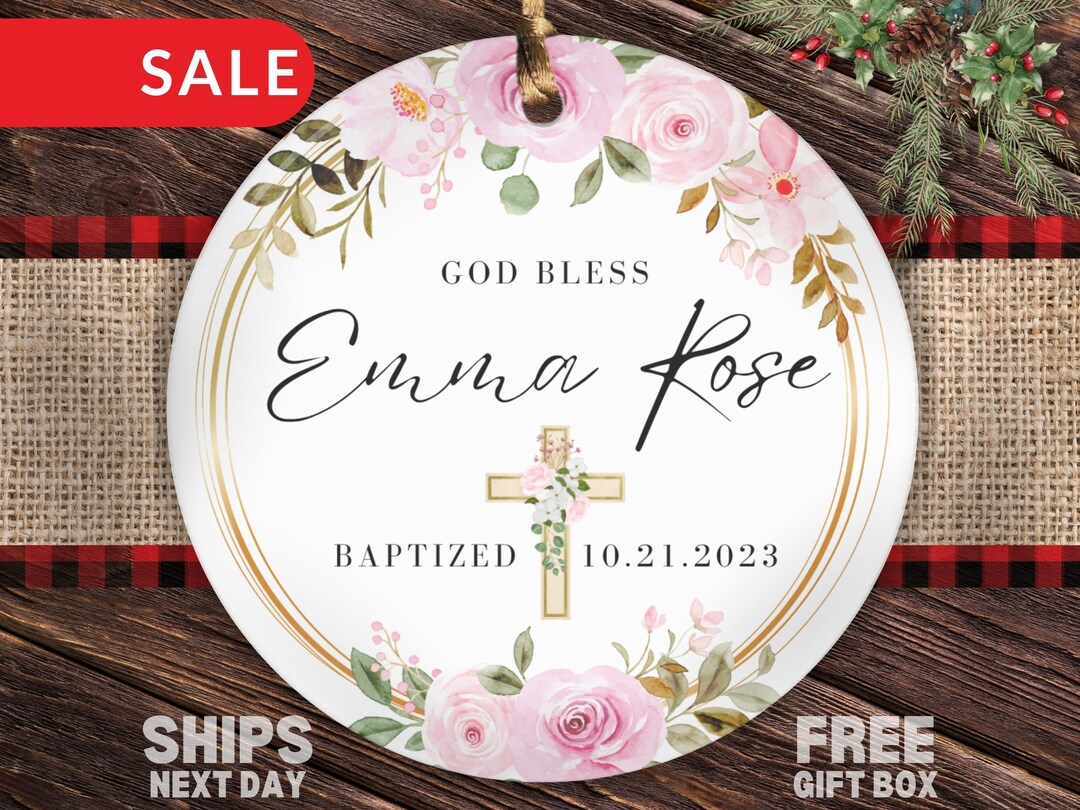 Personalized Baptism Ornament, Custom Watercolor Baptism Christmas ...