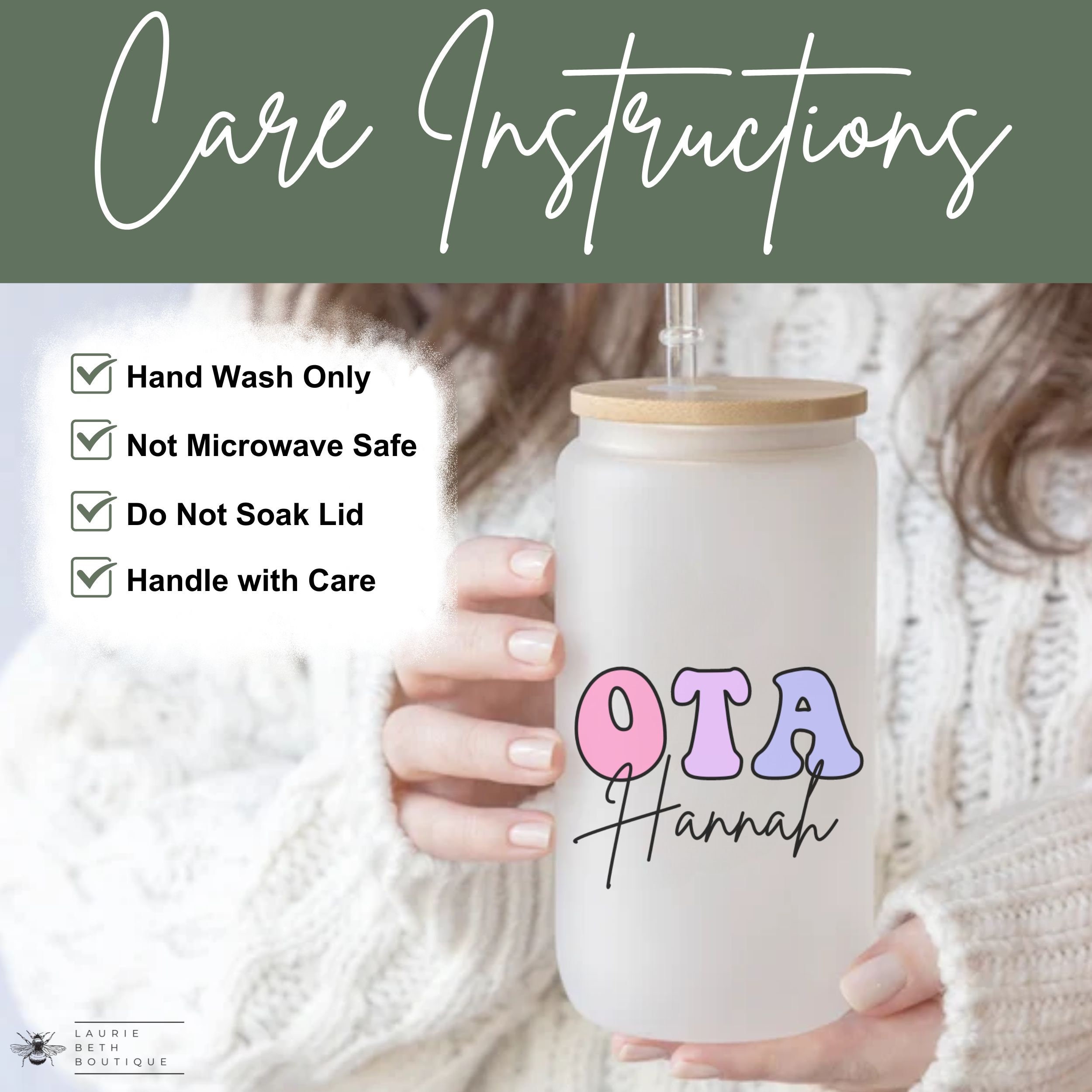 Personalized OTA Glass Cup, Custom Occupational Therapy Assistant ...