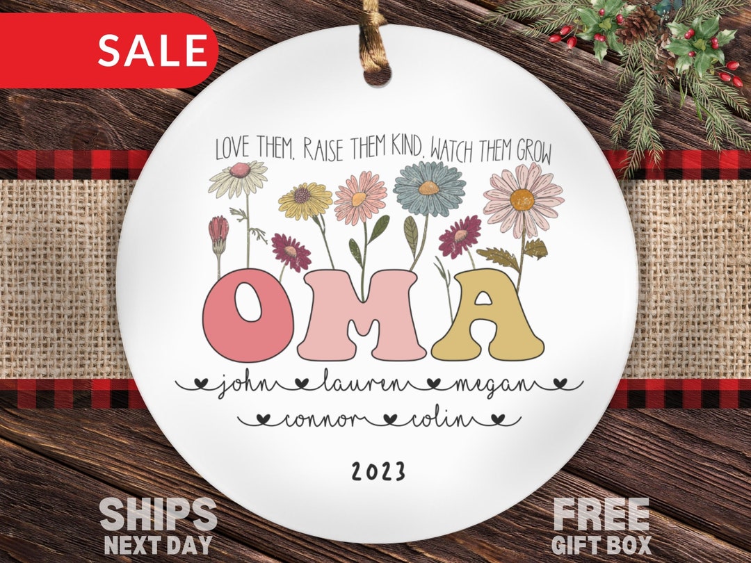 Personalized Oma Ornament, Custom Oma Christmas Ornament Grandkids ...