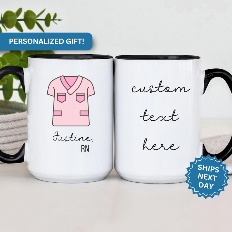 Custom RN Nurse Scrub Mug, Personalized Registered Nurse Coffee Cup Rns ...