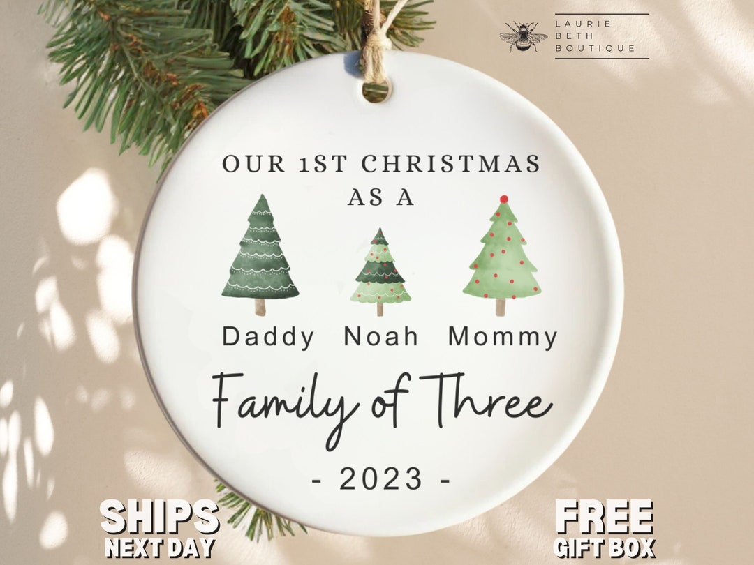 Family of Three Christmas Ornament, Personalized Family of 3 Family ...