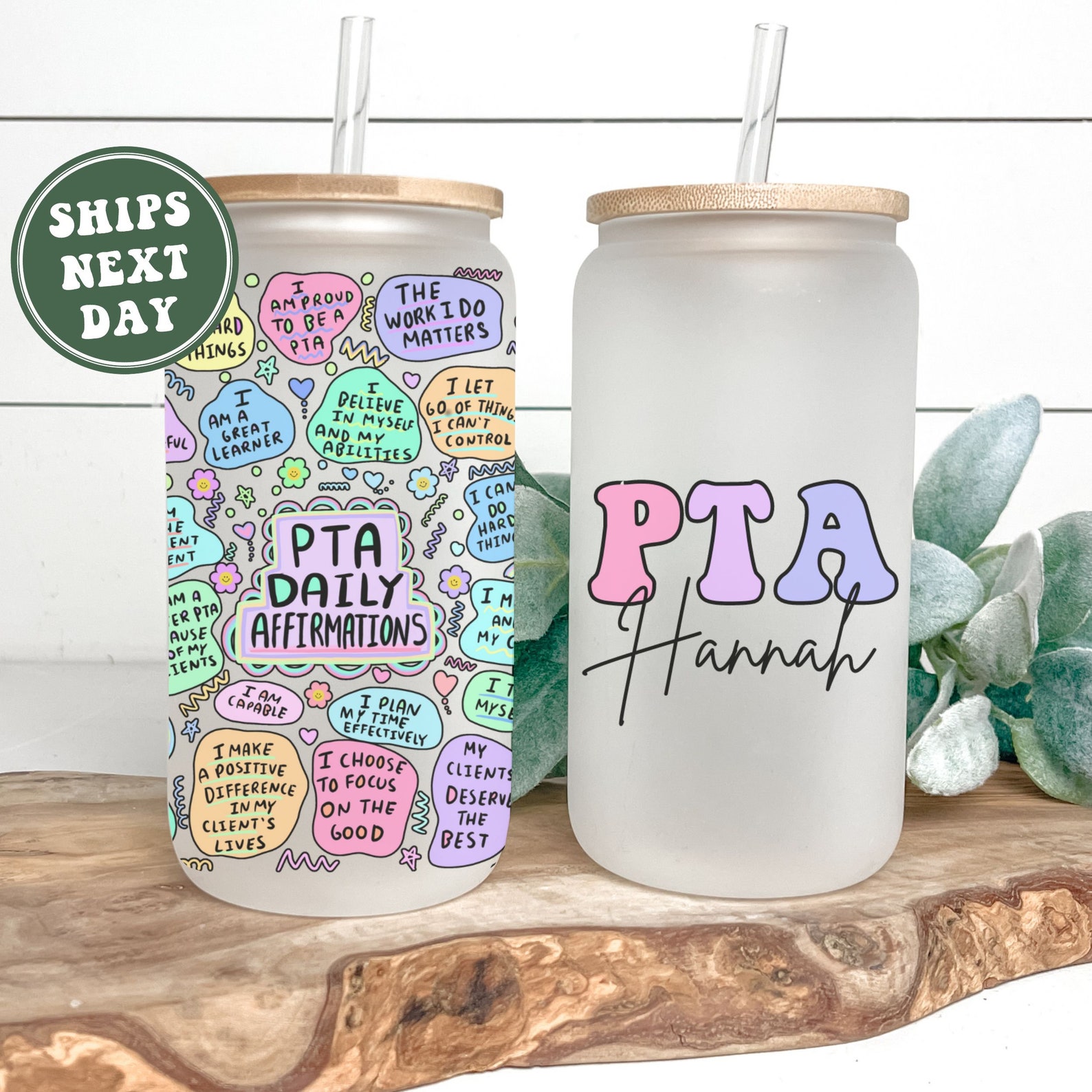 Personalized PTA Glass Cup, Custom Physical Therapy Assistant Frosted ...