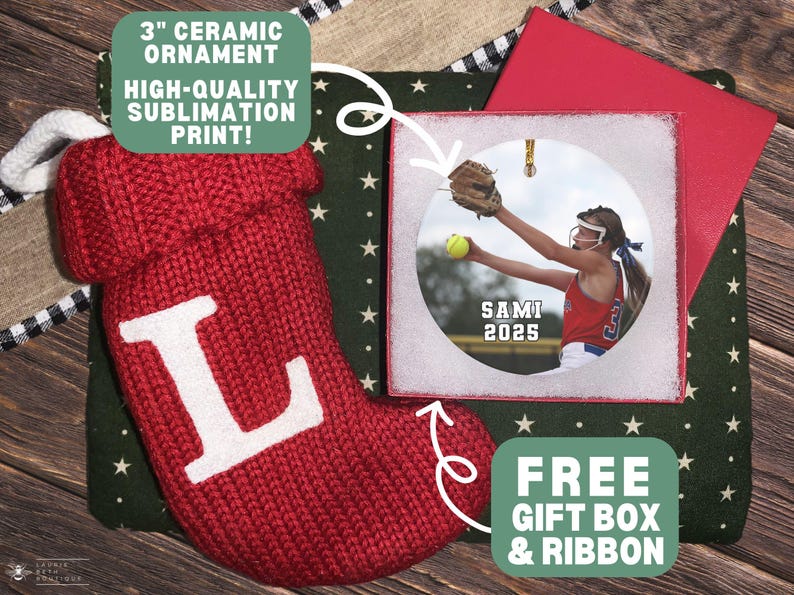Custom Softball Christmas Ornament, Softball Photo Christmas Ornament ...