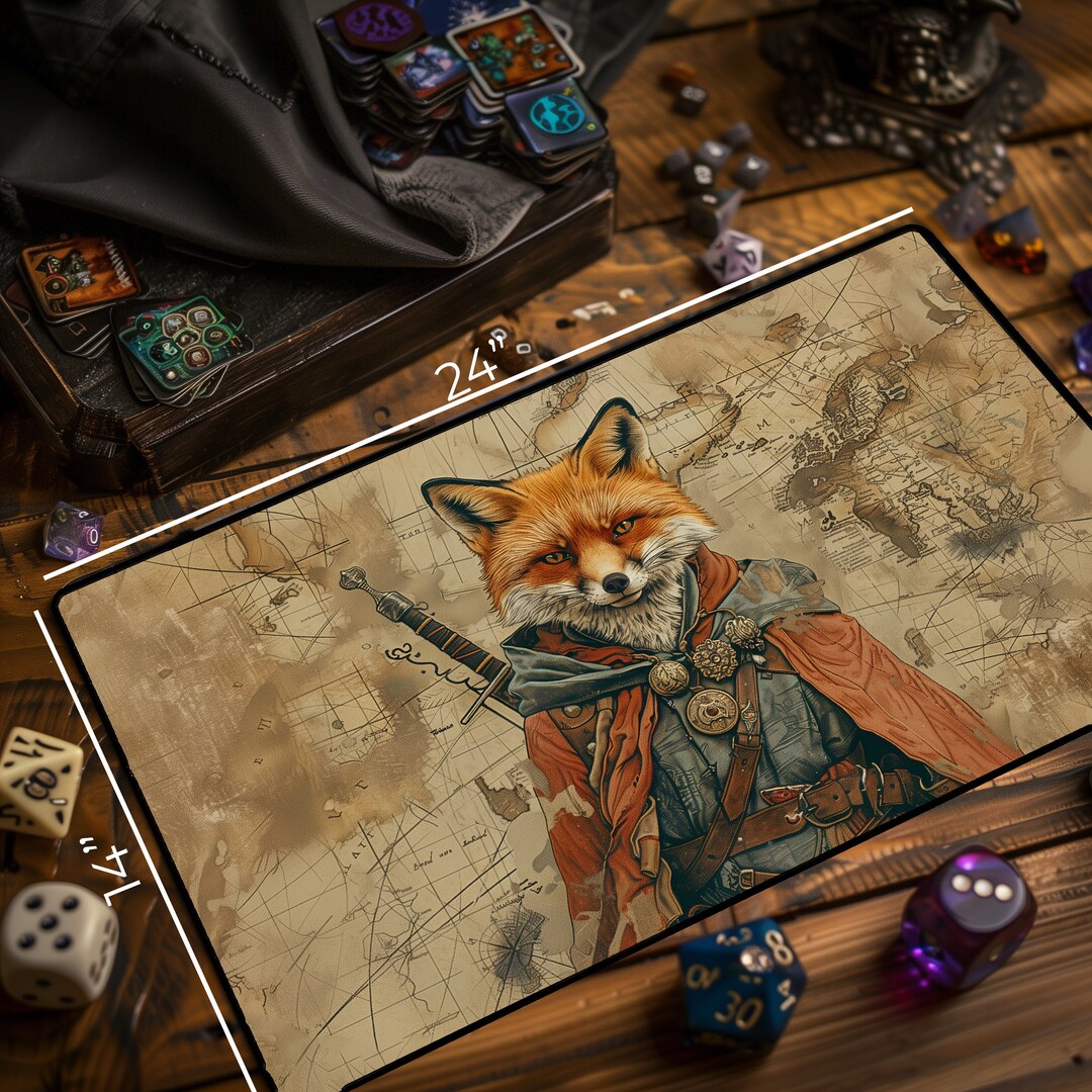 Fox Warrior 24x14 Custom Playmat, DND Play Mat, Gifts, Accessory, Card ...