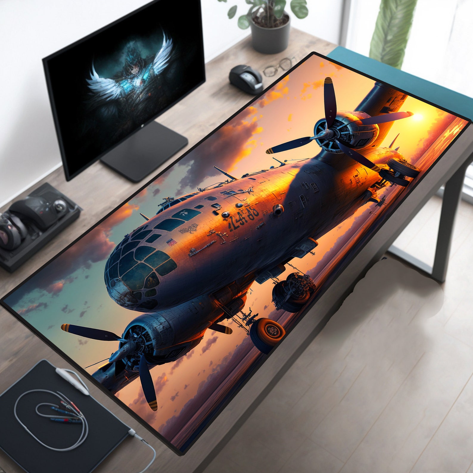 B29 Superfortress Gaming Desk Mat Large Mouse Pad Gamer Deskpad, XL XXL ...