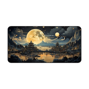 Fantasy Japanese Full Moon Desk Mat, Japanese Desk Decor, Japan ...