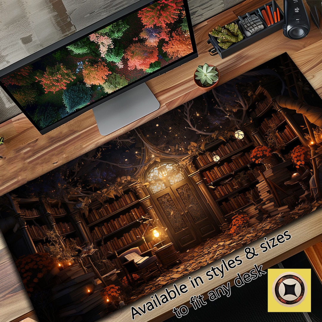 Dark Academia Deskmat, Witchy Mousepad, Enchanted Library Mat, Computer ...