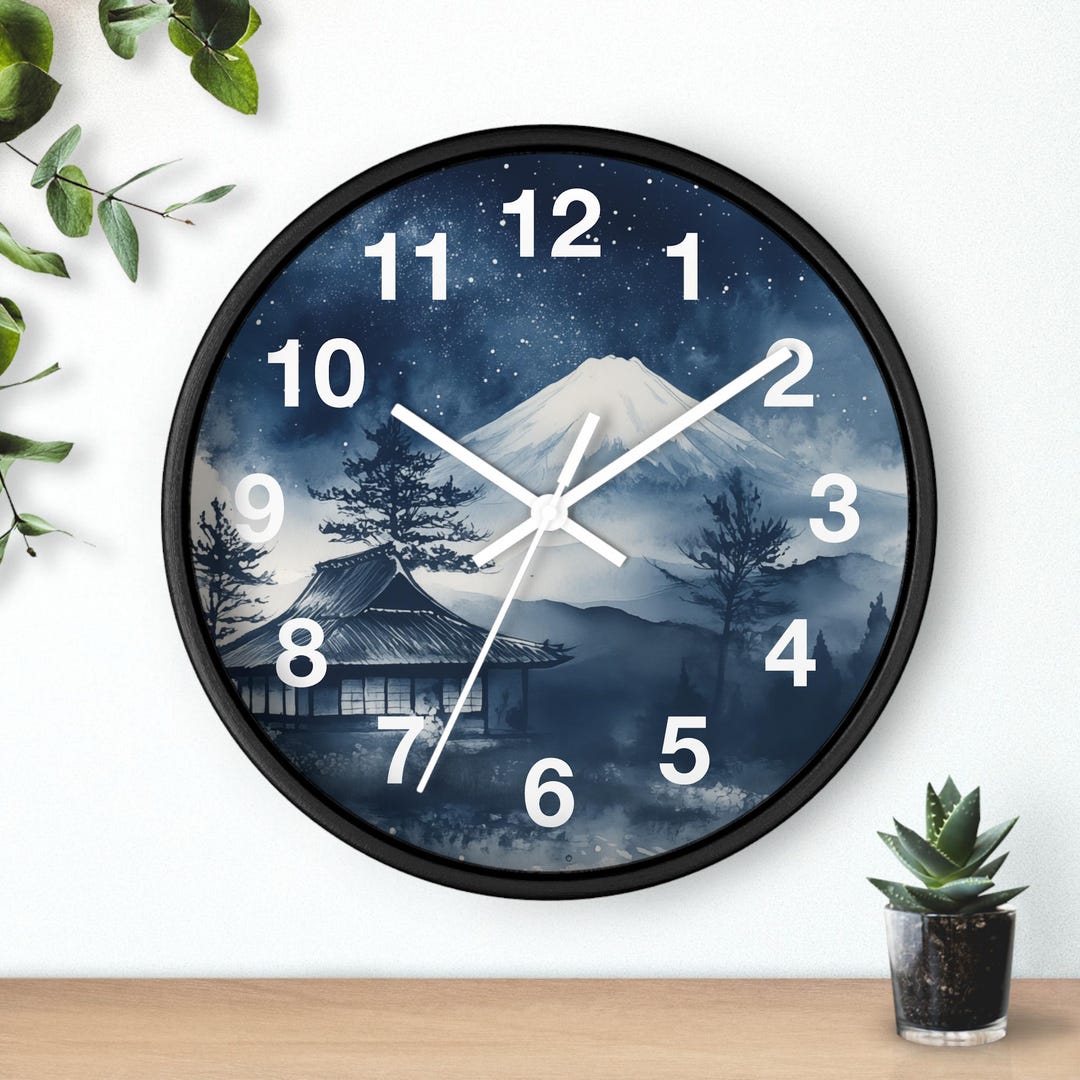Mt Fuji Night Sky Round Wall Clock Japan Wall Decor Japanese Home ...
